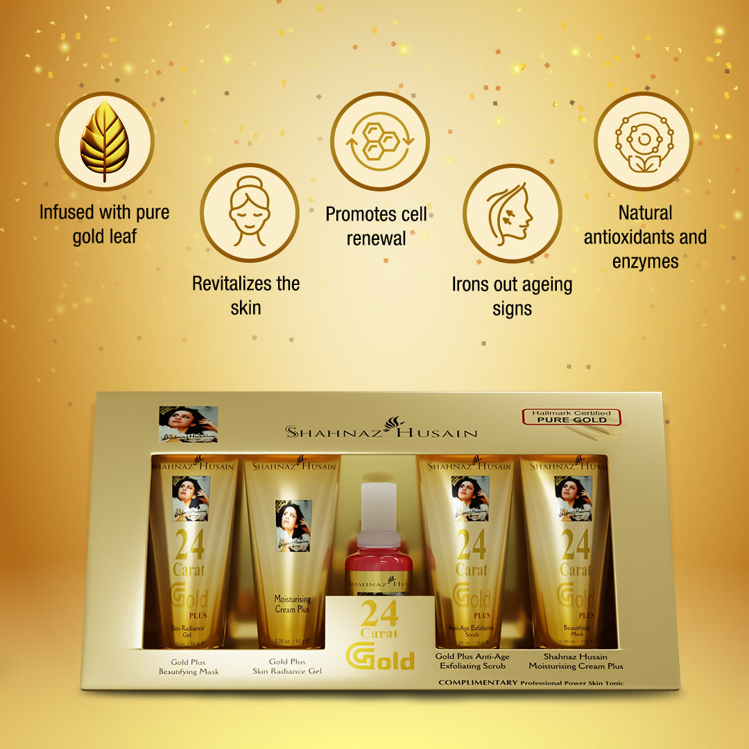 Shahnaz Husain Gold Skin Radiance Timeless Youth 10gx4 Kit (G.Scrub,G ...